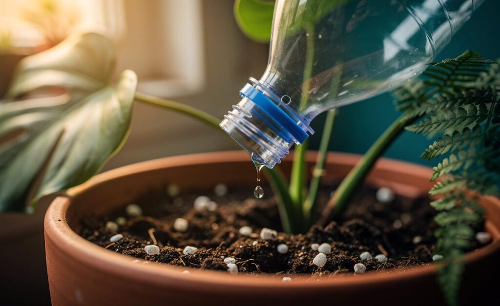 The slow-drip bottle setup that waters plants evenly: how steady ...